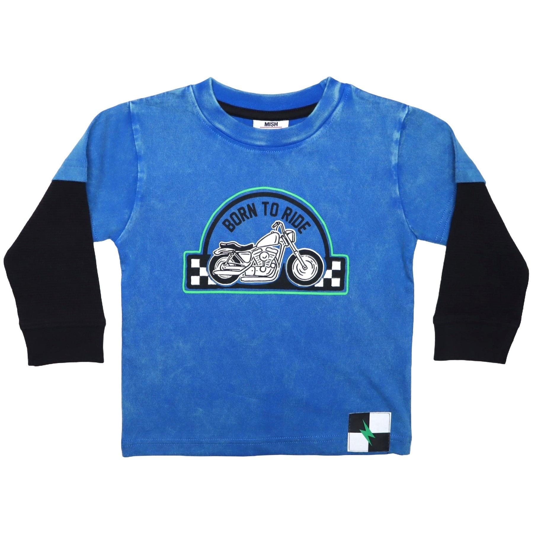 🎁Kids Long Sleeve Enzyme 2Fer Shirt - Born To Ride — Baby Steps and ...